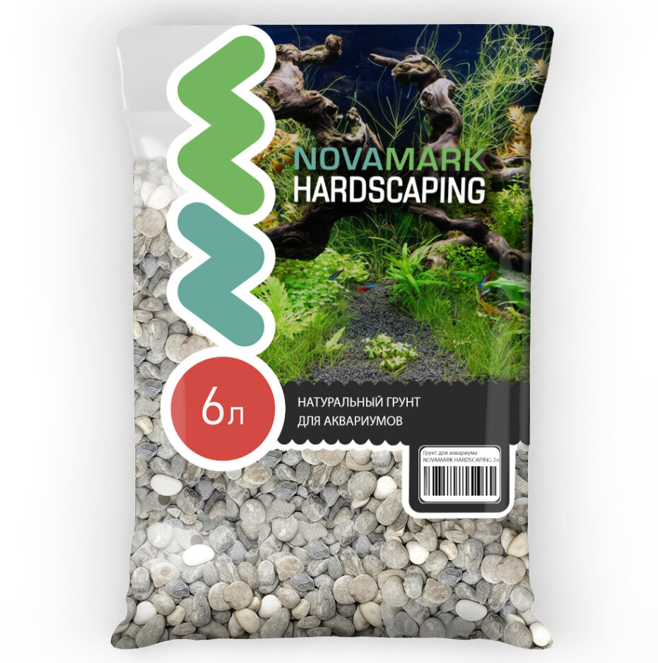 Грунт NOVAMARK HARDSCAPING Галька морская, тёмная, 10-20 мм, 6 л