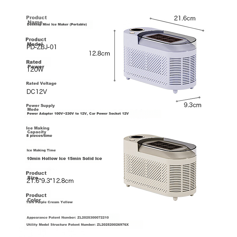 NOSTALGIA ELECTRICS Portable Ice Maker for Car Dorm Outdoor Camping, Compact Ice Maker with Ice Cubes, Small and Portable, Low Noise, Can Make Juice Ice Cubes