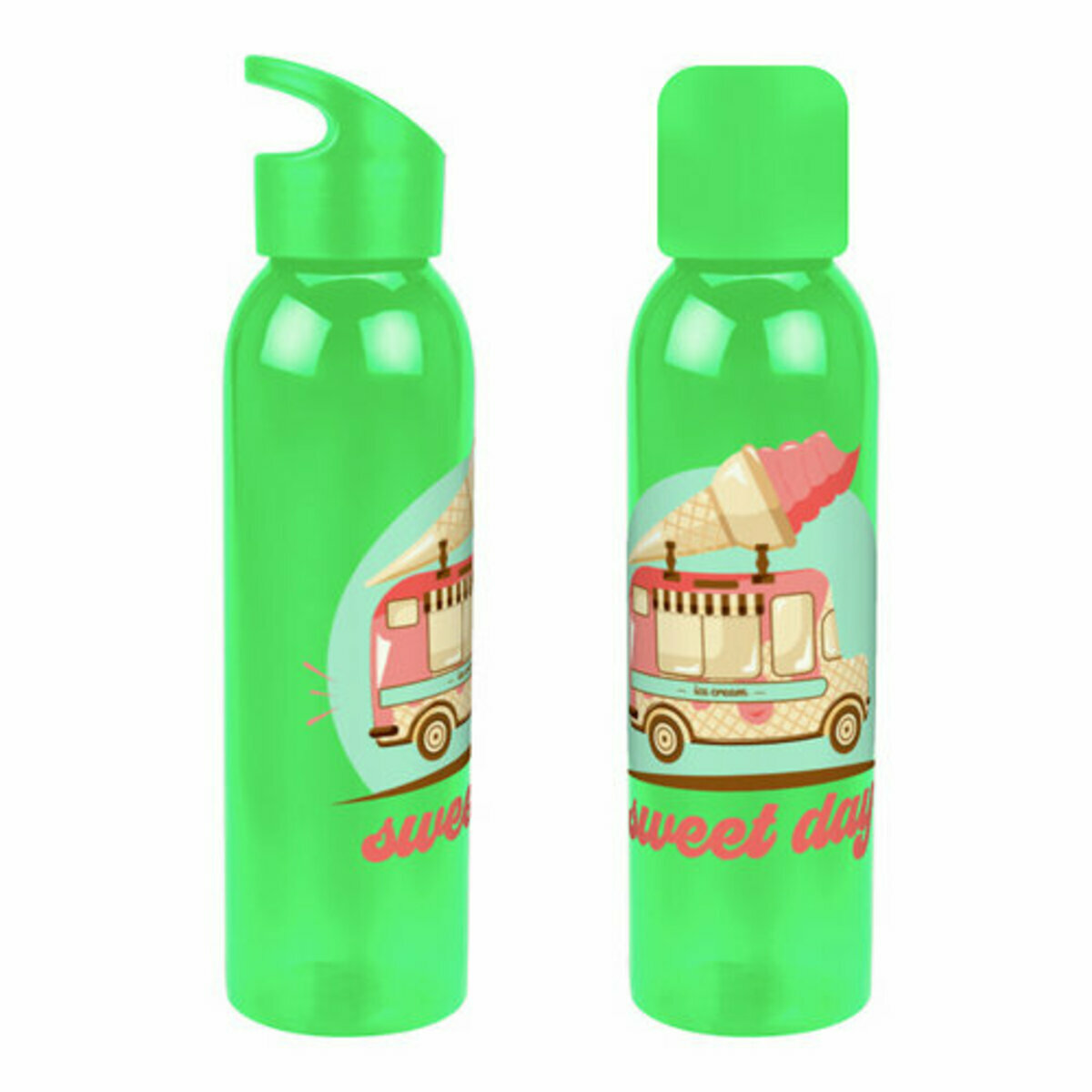Бутылка для воды «ретро машина. ретро фургон с мороженым» (зеленое яблоко)