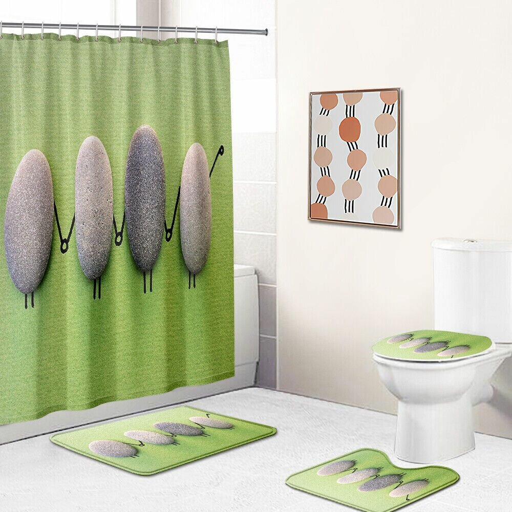 Наборы занавесок для душа каменный коврик для ванной крышка унитаза -enj