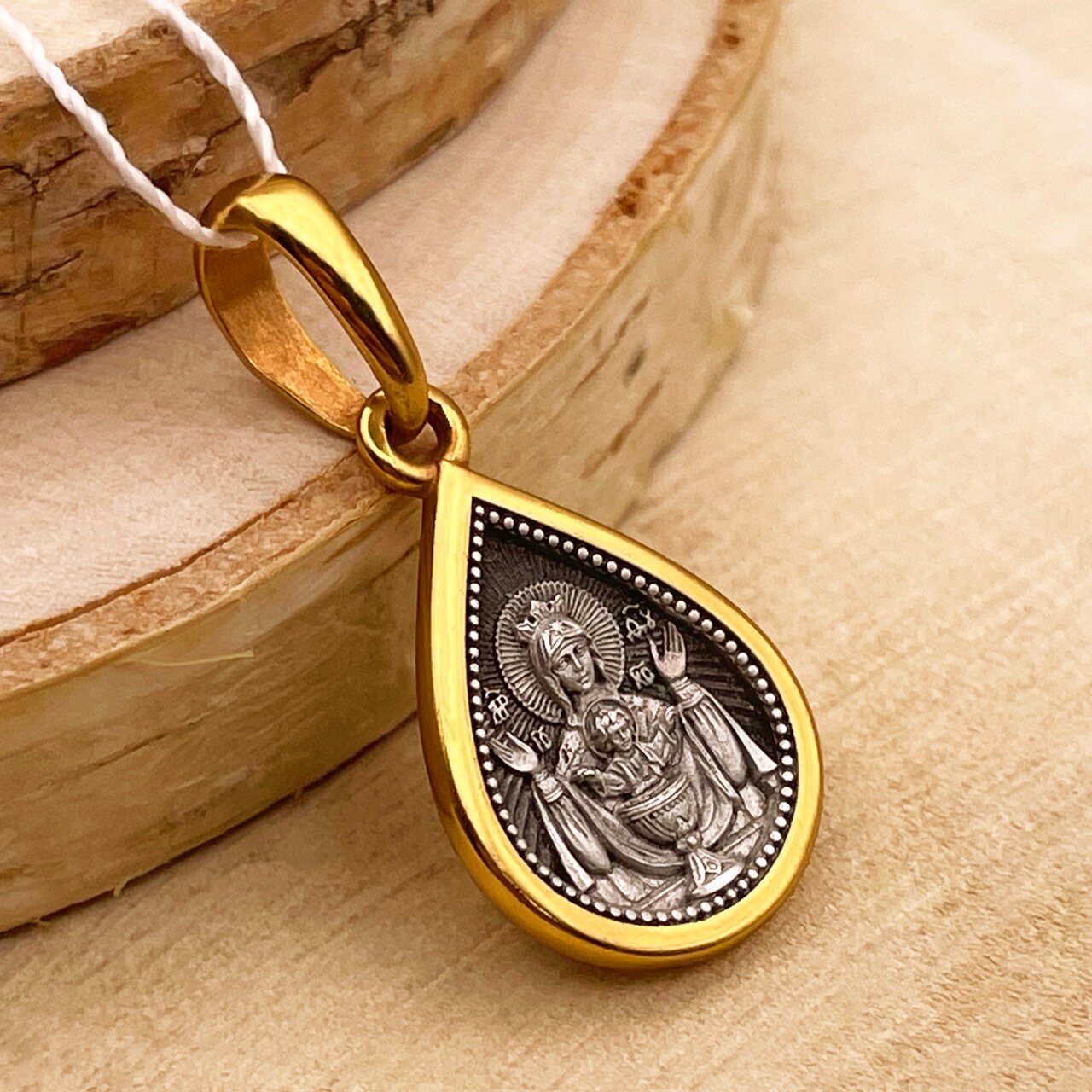 Подвеска, серебро, 925 проба, оксидирование, золочение, чернение