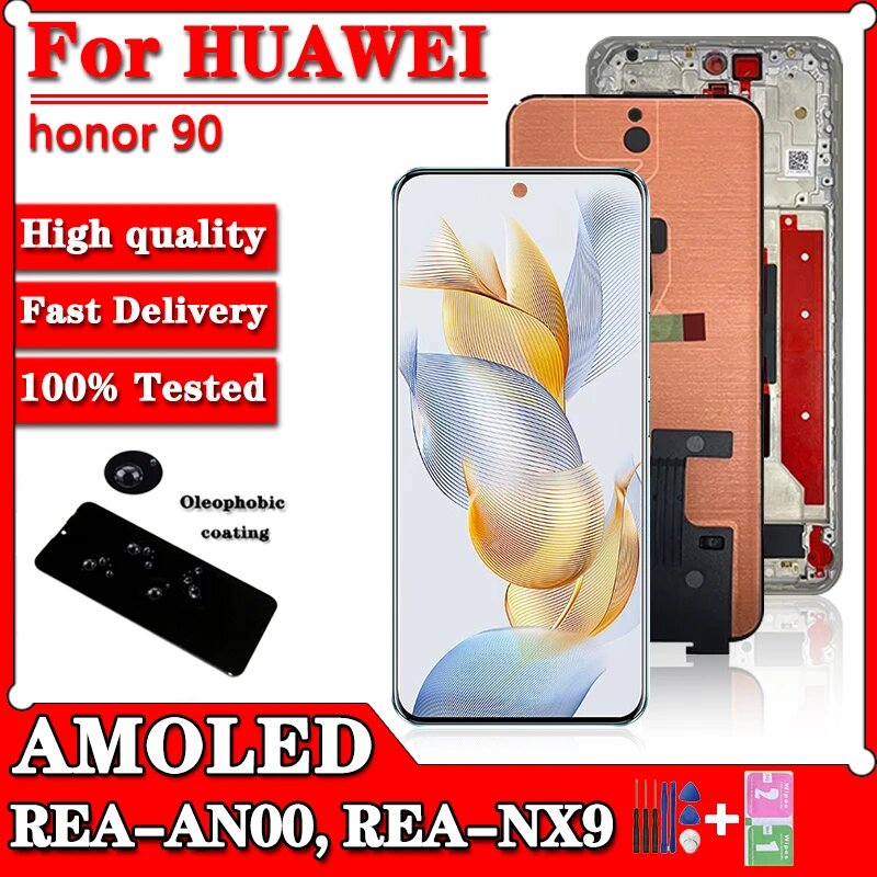 6,7 "AMOLED Honor90 для Huawei Honor 90, ЖК-дисплей, сенсорный экран, дигитайзер в Black With Frame