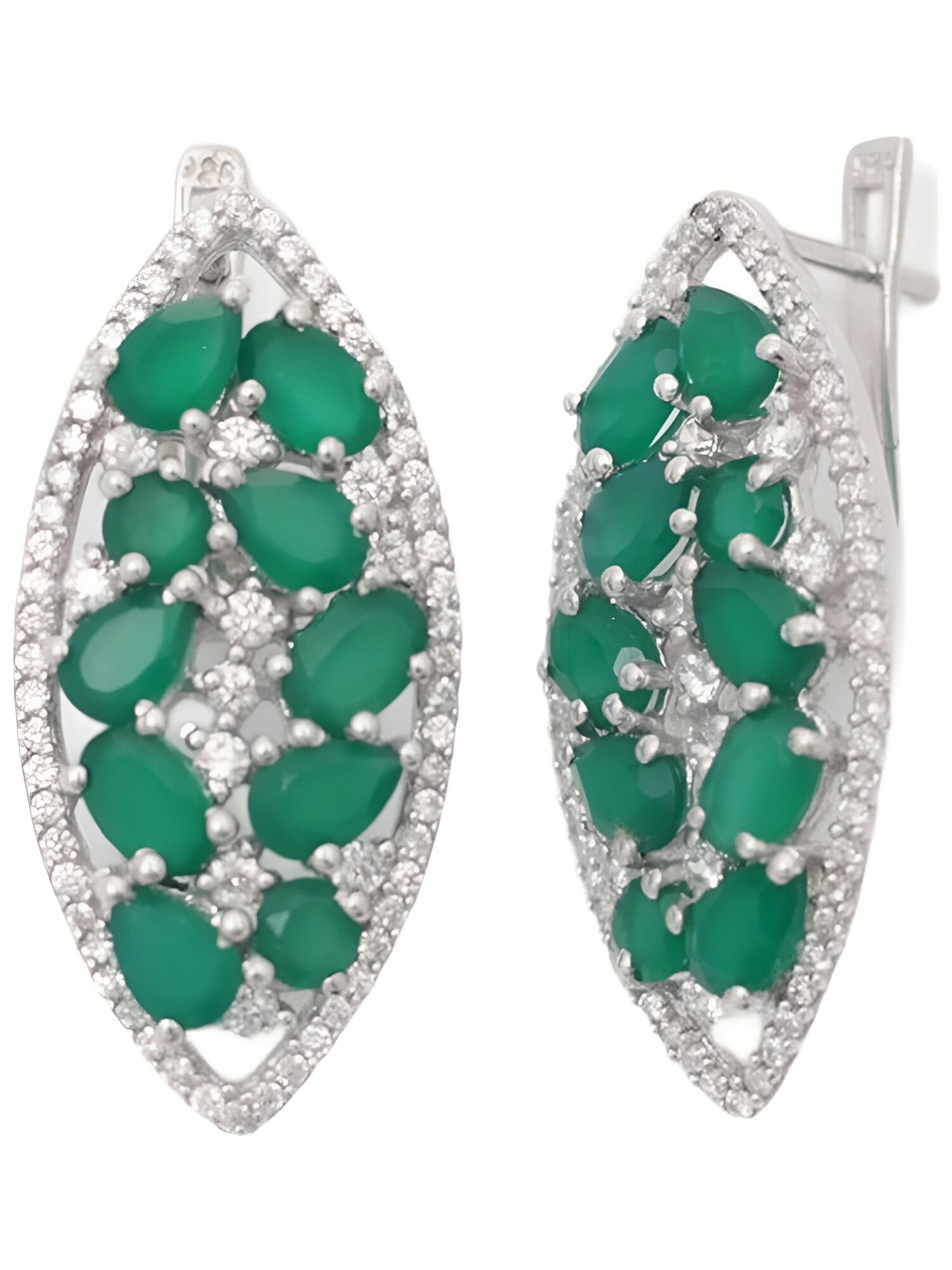 Серьги, серебро, 925 проба, родирование, фианит