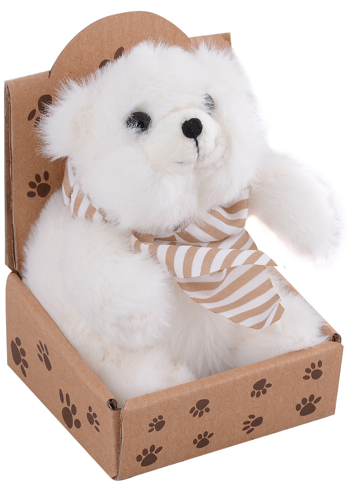 Мишка белый в крафт коробке