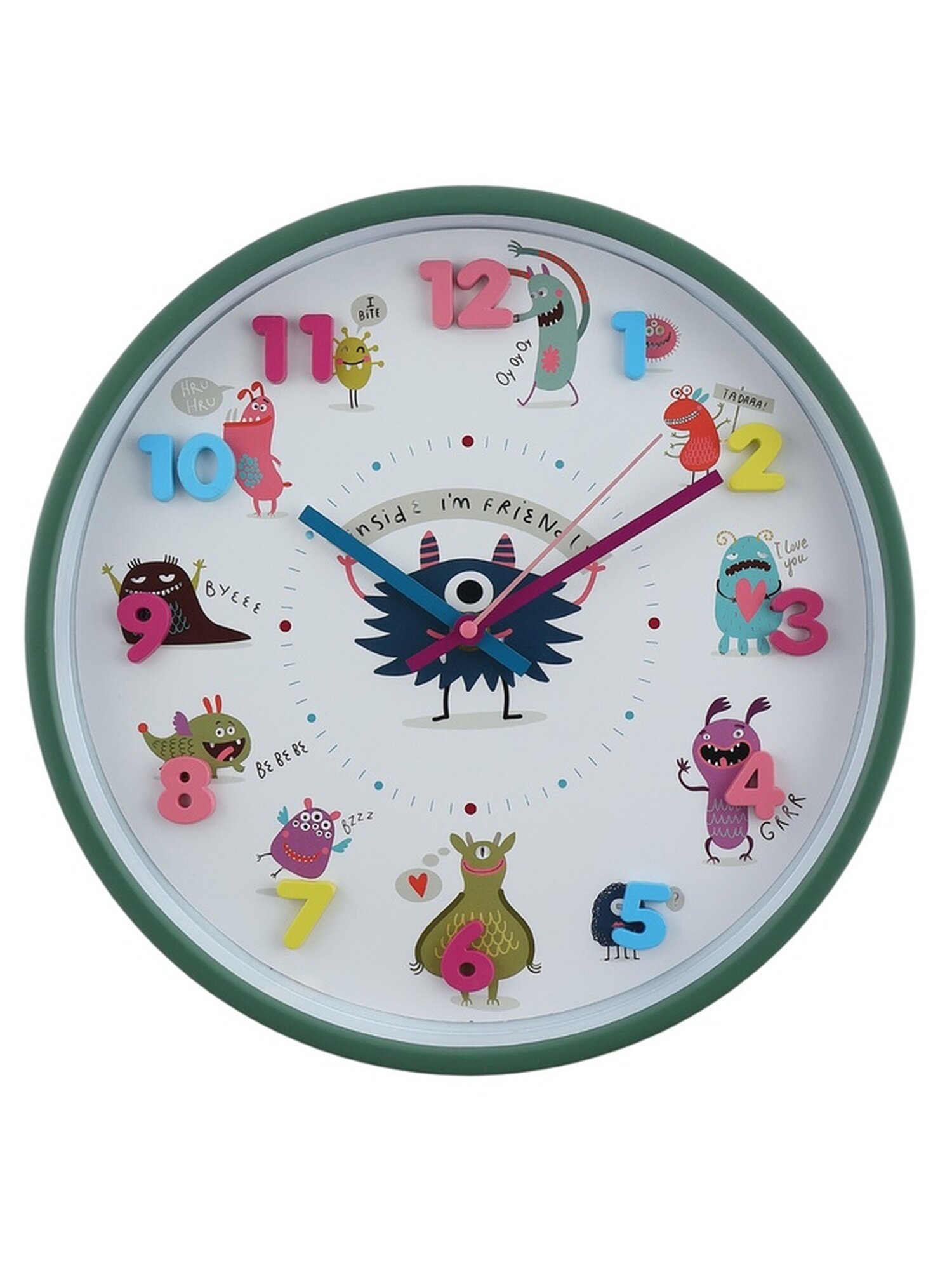 Часы настенные интерьерные детские «Монстрики», плавный ход, циферблат d-30 см
