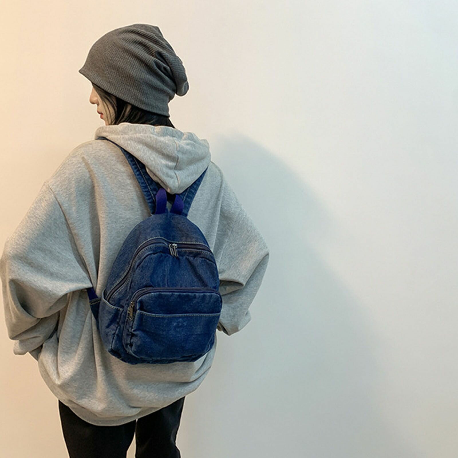 Джинсовый рюкзак-светло-голубой