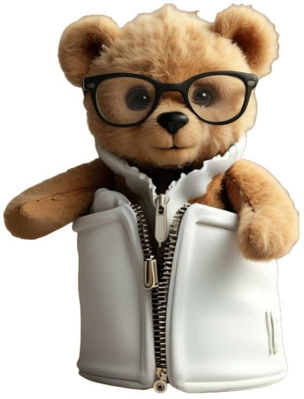 Термонаклейка на одежду "Мишка в белом кармашке" 9см*11,5см