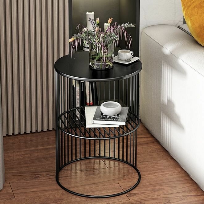 Столик журнальный, металлический, черный, арт-деко, 30x30x55 см