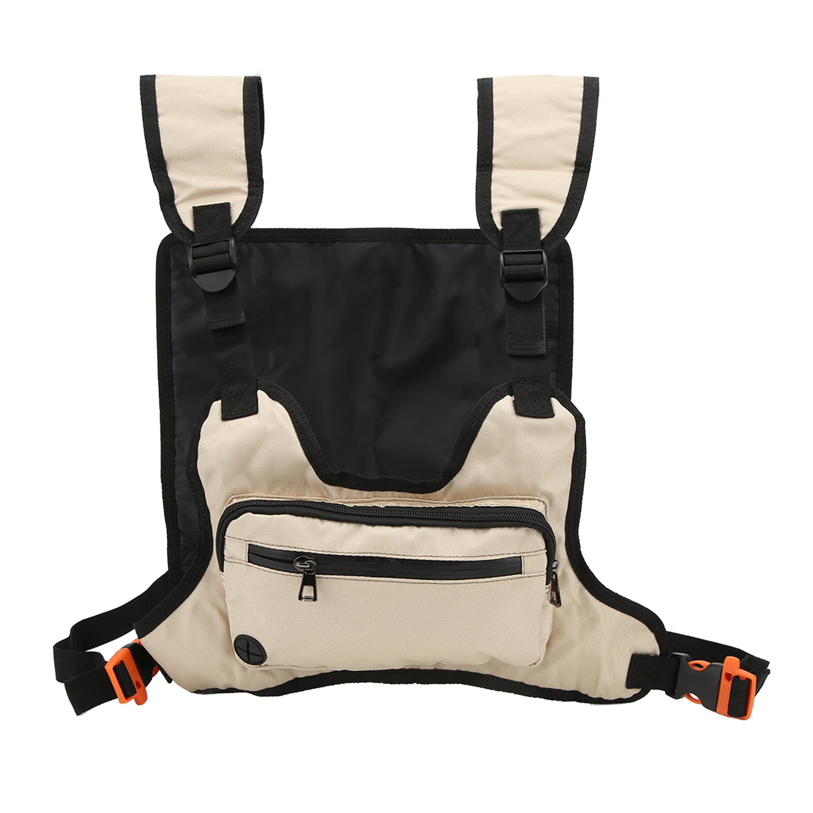 Сумки-нагрудники Chest Rig со светоотражающим дизайном спинки, нейлоновый материал, 2 разных кармана, регулируемые ремни, беговая сумка цвета хаки