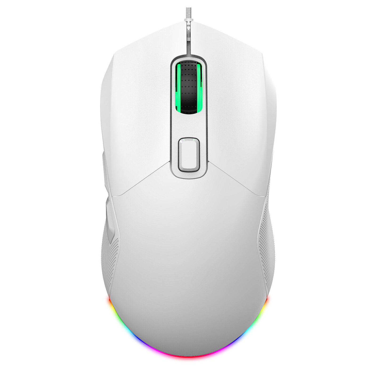Игровая мышь HXSJ X300 RGB с подсветкой, эргономичная, 6-кнопочная, программируемая, с возможностью записи макросов и настройки скорости колесика, скорость движения 7200 для ПК с ОС Windows (белая)