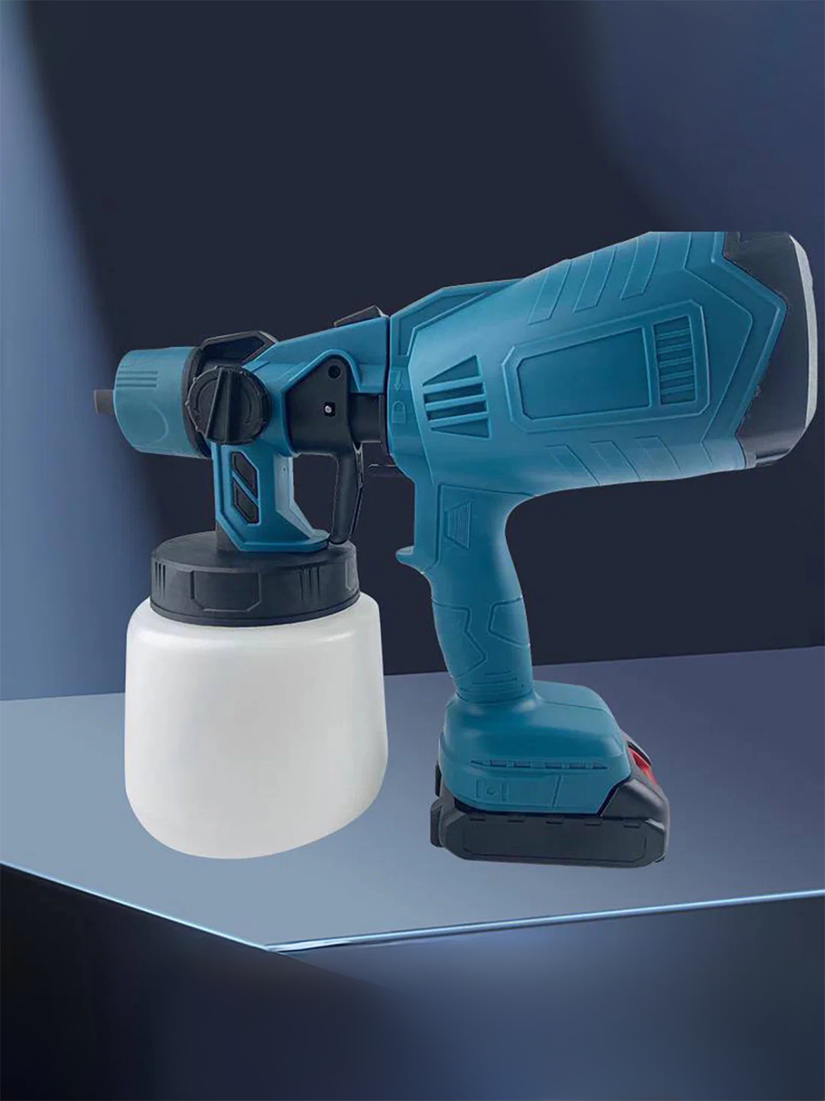 Краскопульт, аккумуляторный краскопульт, краскопульт для покраски автомобиля, стен, потолков, универсальный, 1000 мл, 18v, синий