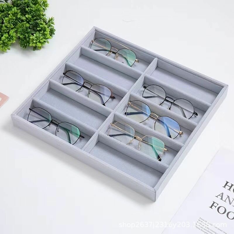 Коробка для демонстрации очков, коробка для хранения солнцезащитных очков из ледяного бархата с 10 сетками