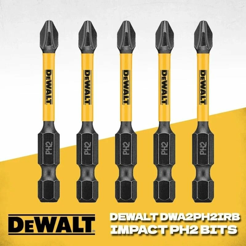 Биты отверточные DeWALT DWA2PH2IRB PH2, 1/4 дюйма, профессиональные для ударных шуруповертов ударные биты для шуруповерта