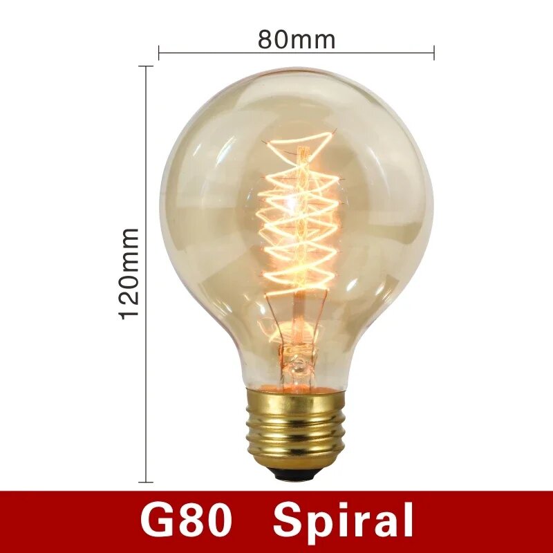 GOT LIANG Лампа накаливания Эдисон 40 Вт G80 Spiral