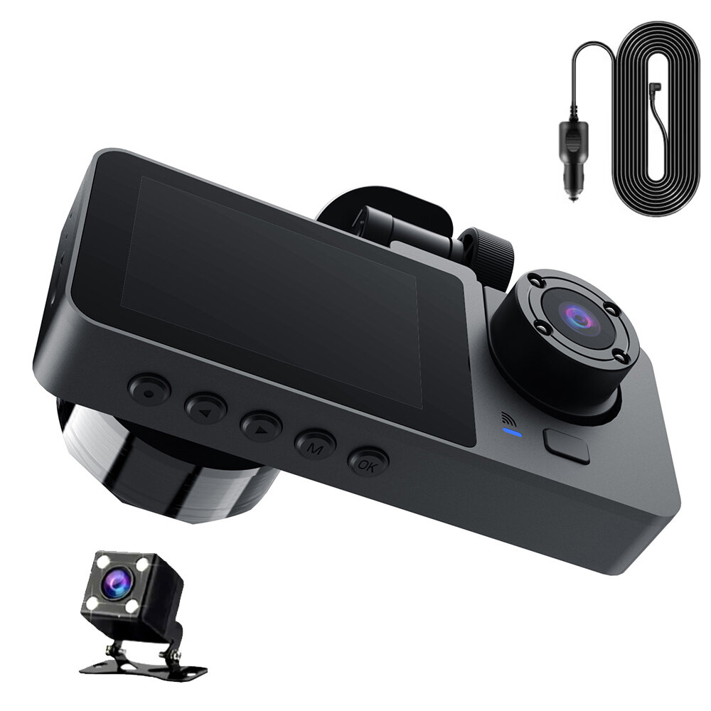 2-дюймовый видеорегистратор автомобильный видеорегистратор HD 1080P 3 объектива видеорегистратор с поворотной линзой кабины инфракрасные фонари черный ящик видеорегистратор для автомобилей