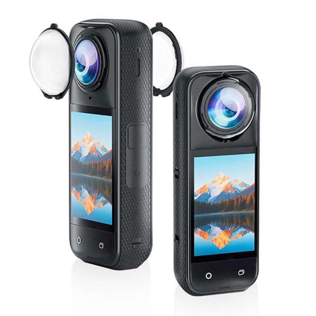 Защитное стекло для объективов экшн камеры Insta360 X5 (2 штуки), на штатные крепления, PULUZ