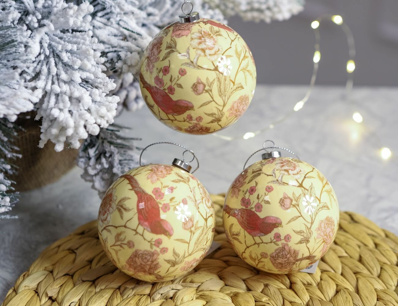 Набор ёлочных шаров золотые сады, папье-маше, 8 см, 3 шт, Koopman International APF478540-набор-3