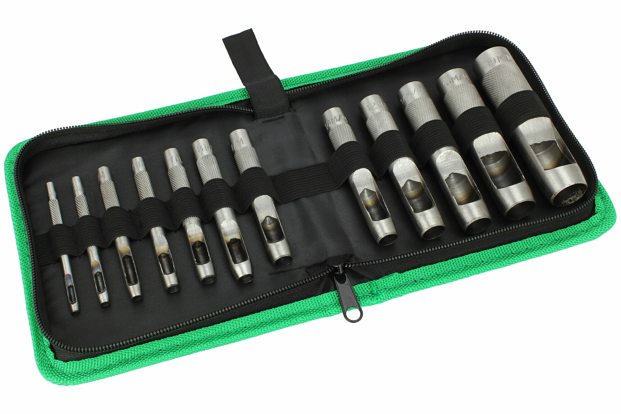 Набор просечек AT, для паронита, кожи, ткани, пластика, дерева, 12 шт, кейс в комплекте