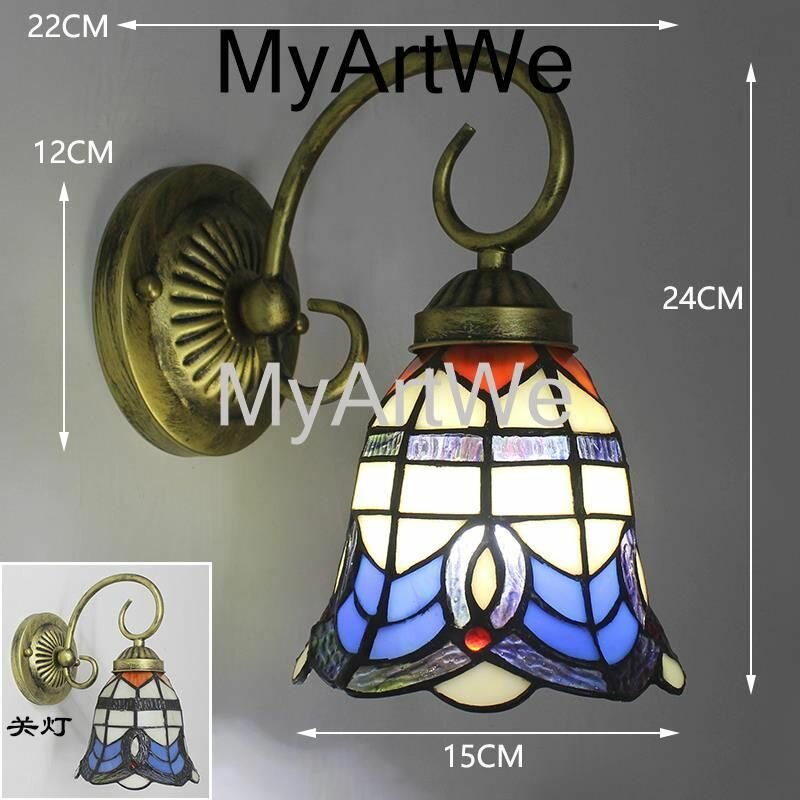 Бра MyArtWe M100W Стеклянный настенный светильник от Тиффани Абажур из цветного стекла