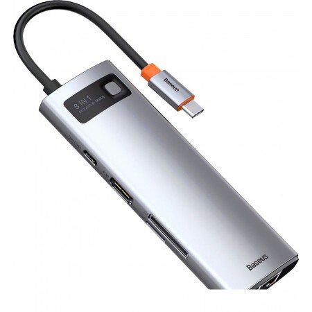 Док-станция Baseus Metal Gleam Series 8-in-1 Multifunctional Type-C HUB Docking Station CAHUB-CV0G