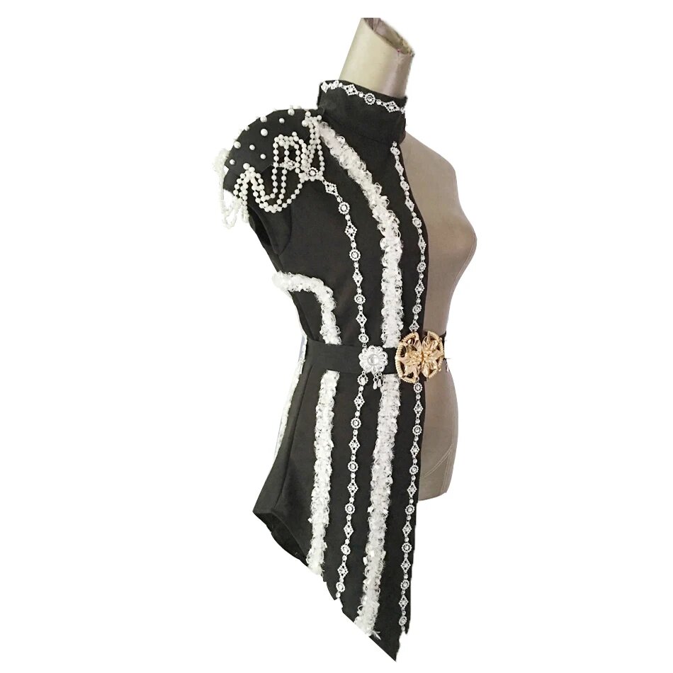 Танцевальный костюм Songyuexia белый с жемчугом Черный, черный