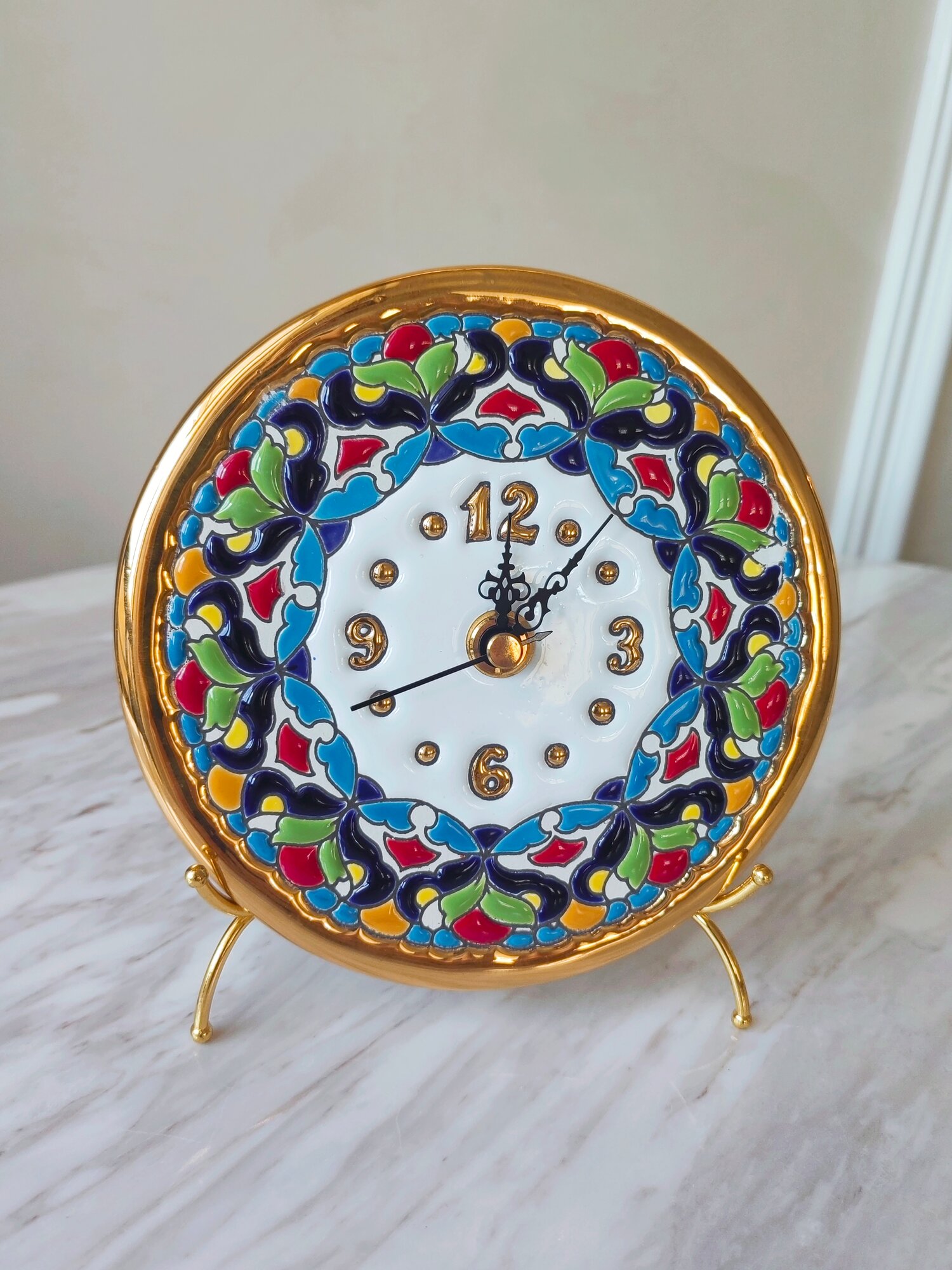 Часы настенные, керамические фабрики Artecer диаметр 14 см, ручная работа испанских мастеров