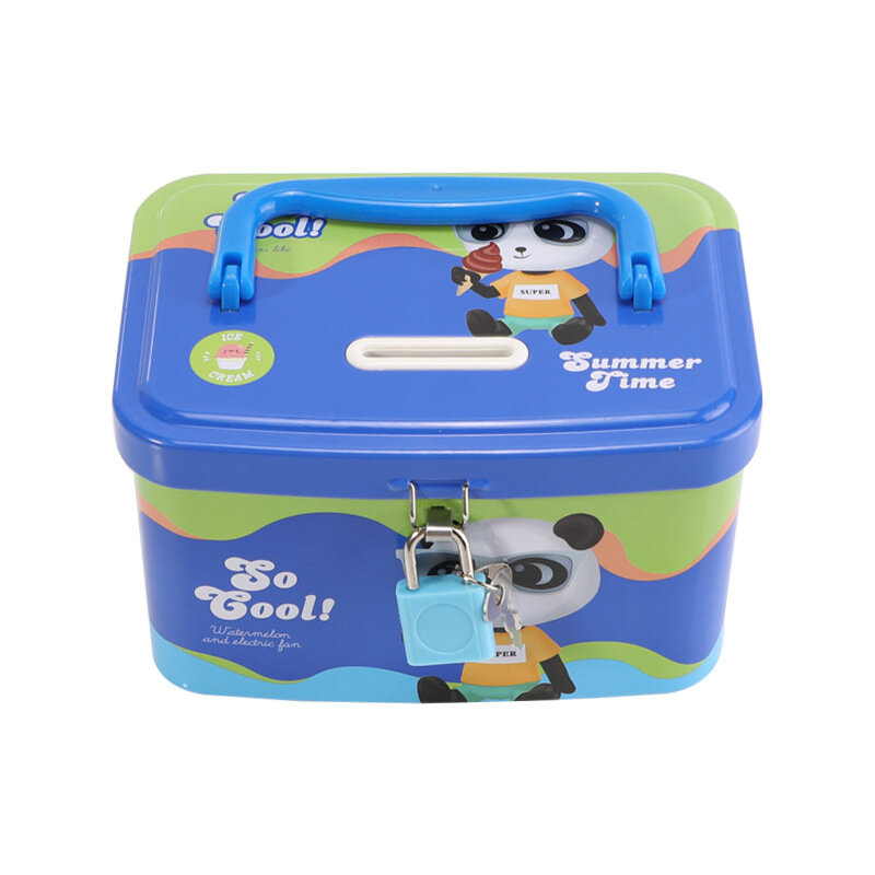 Металлическая копилка с ручкой в виде мультяшной панды – запираемая копилка для детей, подарок на фестиваль или место для хранения сладостей