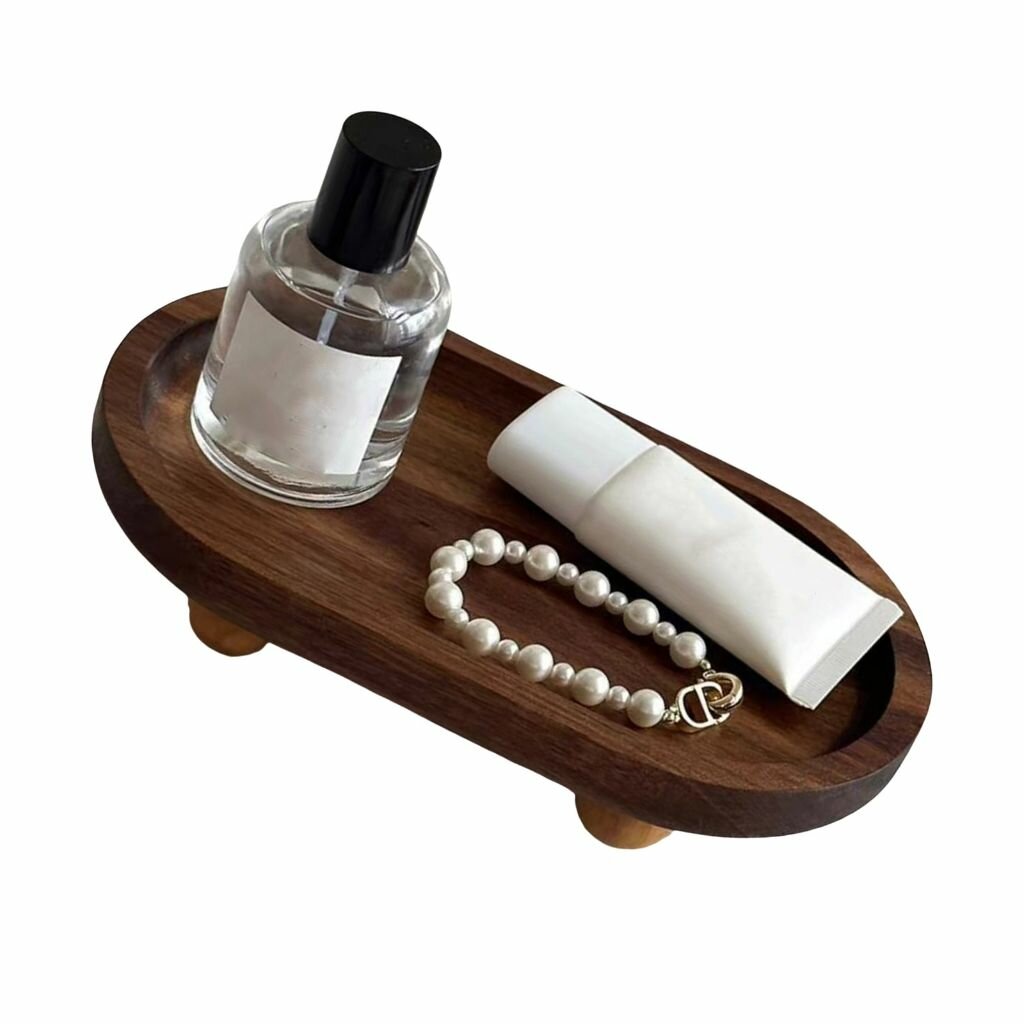 Поднос для ювелирных изделий из массива дерева, подставка духов, украшение дома-овальный