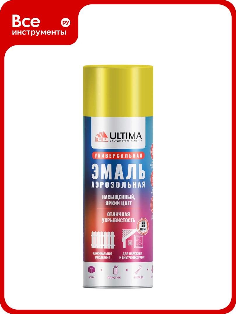 Аэрозольная краска ULTIMA RAL 1018 желтый универсальная 520 мл ULT016 для максимальной прочности