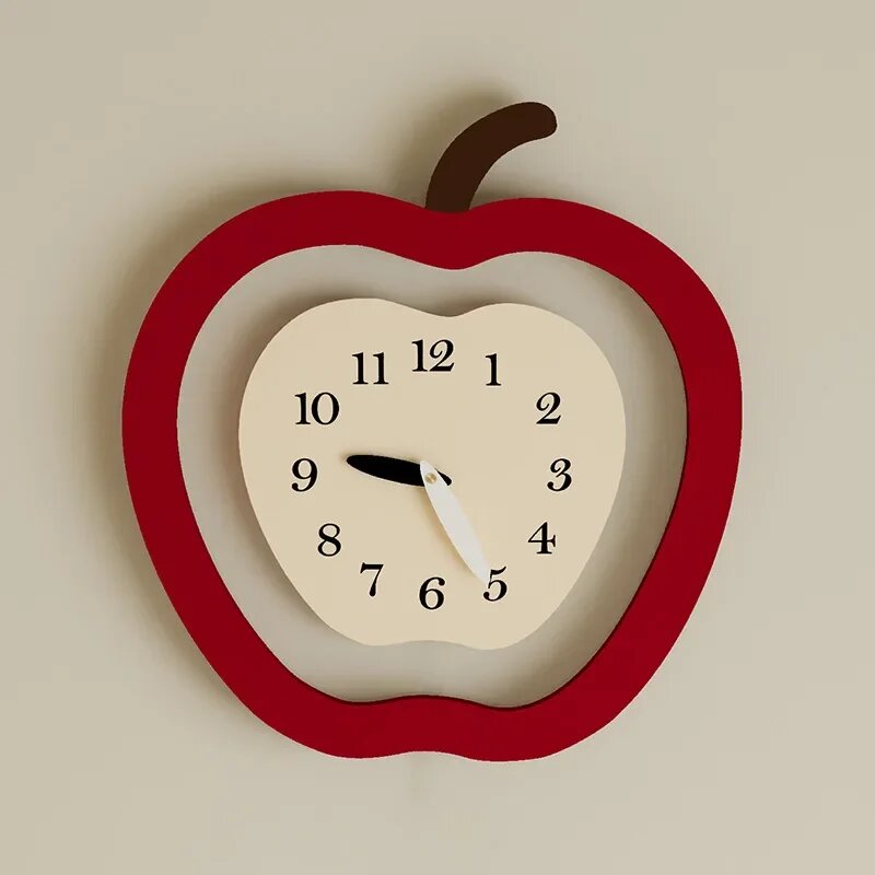 Настенные часы Apple, подвесные настенные украшения, настольные часы для современной гостиной, домашний декор, подарки, Красный