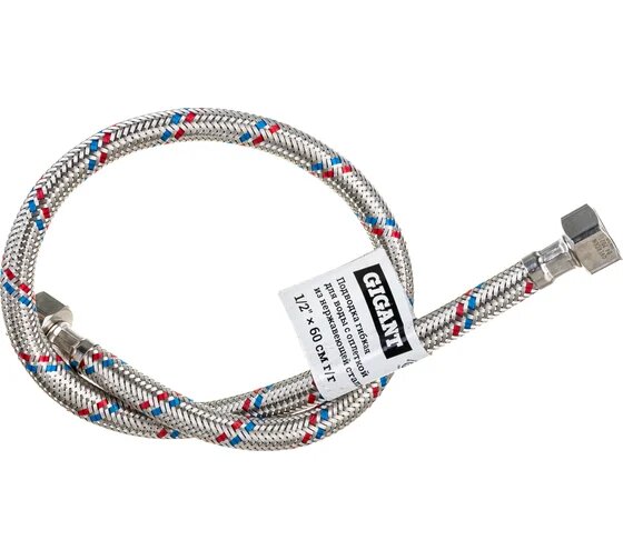 Гибкая подводка для воды Gigant с оплеткой из нержавеющей стали, 1/2 х60 см, г/г P-60-GG