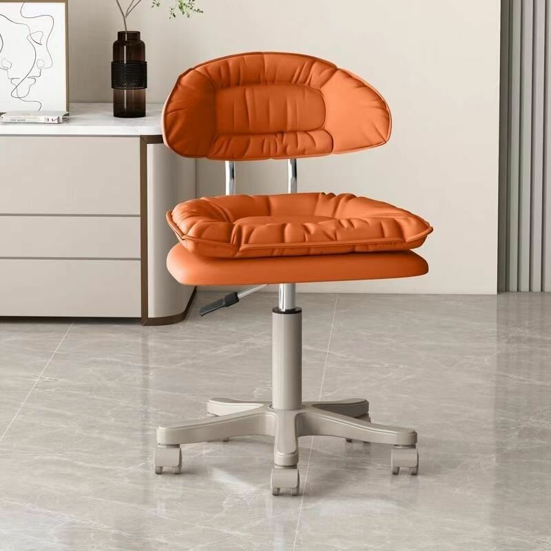 Стул мастера для салона, арт-деко, велюр/кожа, без подлокотников, на колесиках