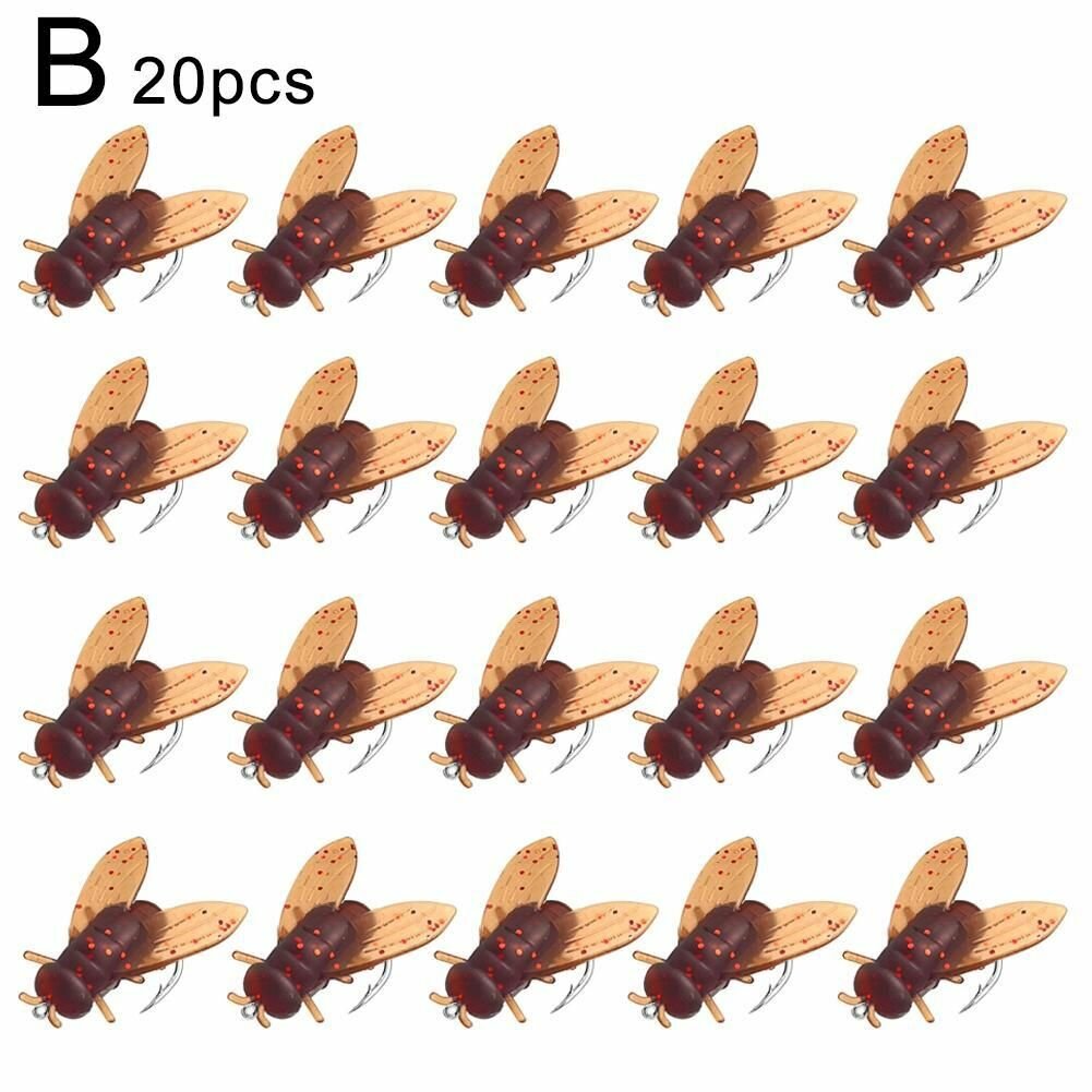 20 шт. бионических мушек для рыбалки нахлыстом, набор приманок для свимбейтов