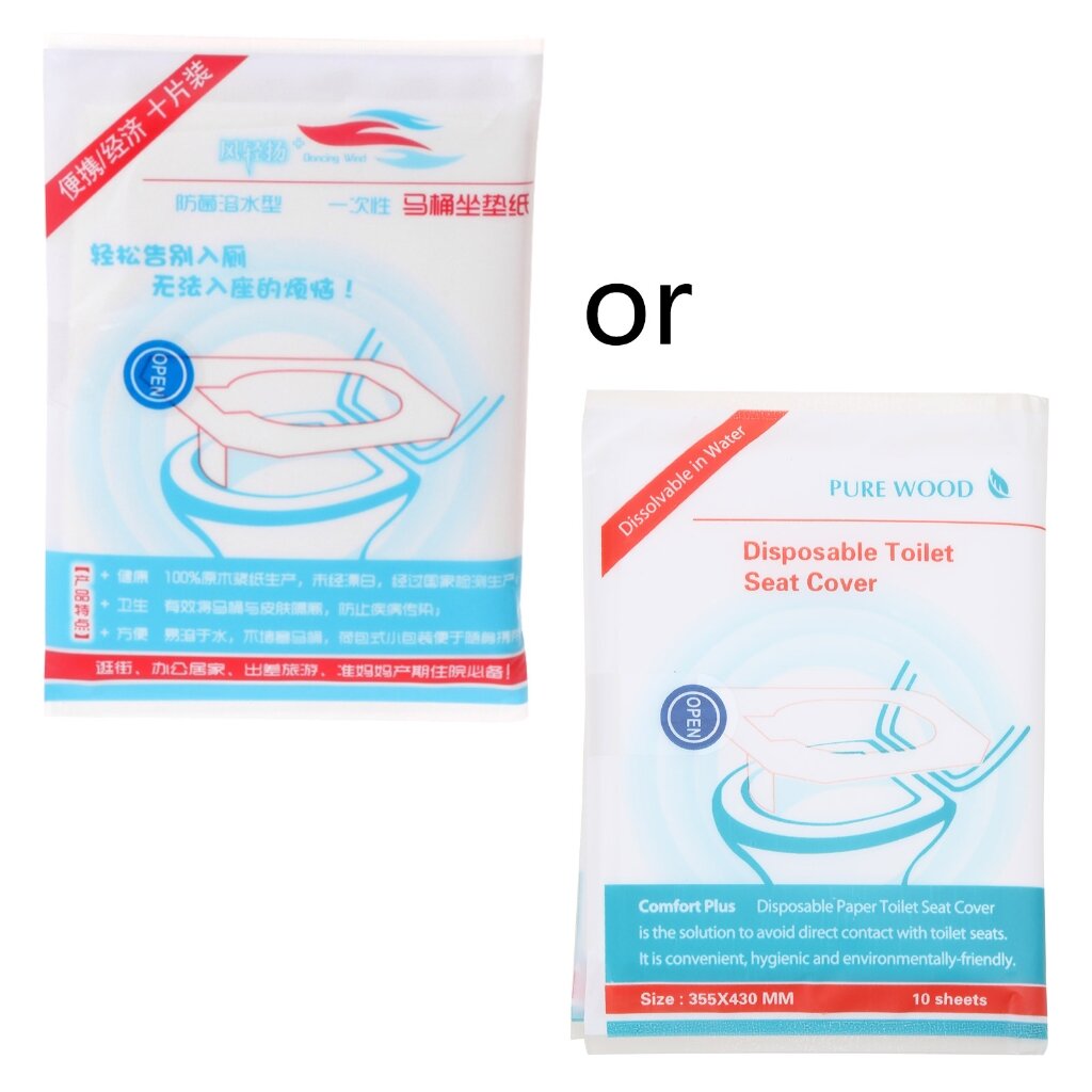 10 Шт./пакет одноразовый унитаз для покрытия сиденья ковриком из 100% водонепроницаемой туалетной бумаги