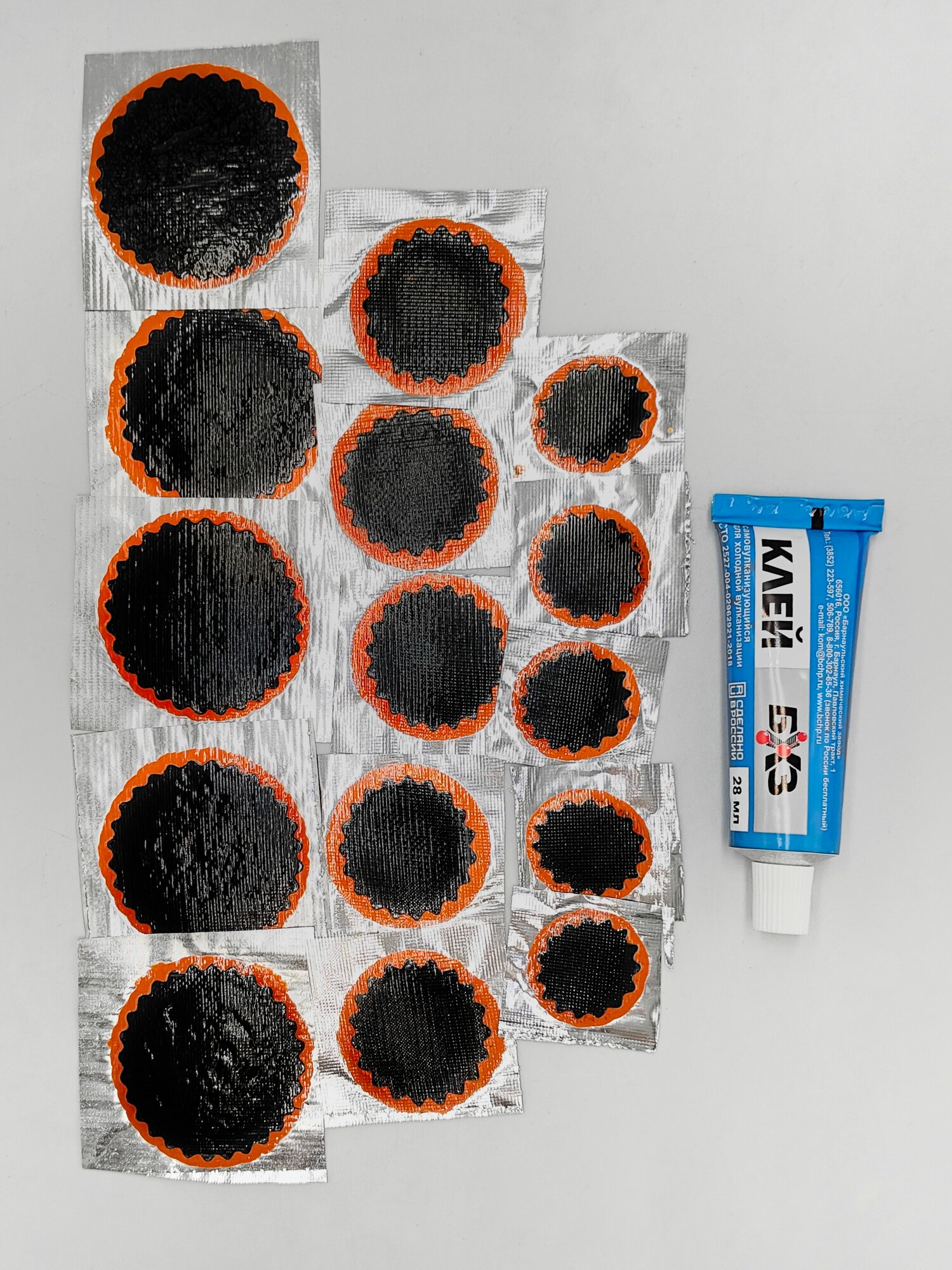 Набор камерных латок TG (30,40,55) + клей-активатор БХЗ 28 мл