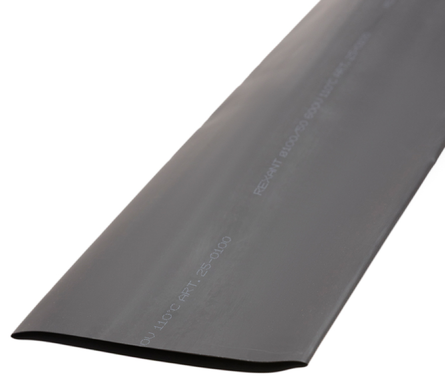 Термоусадочная трубка REXANT / Рексант ТУТ нг 100/50 без клеевого слоя, полиолефин, черный, длина 1м, диаметр 100(50)мм, 1шт. / термотрубка