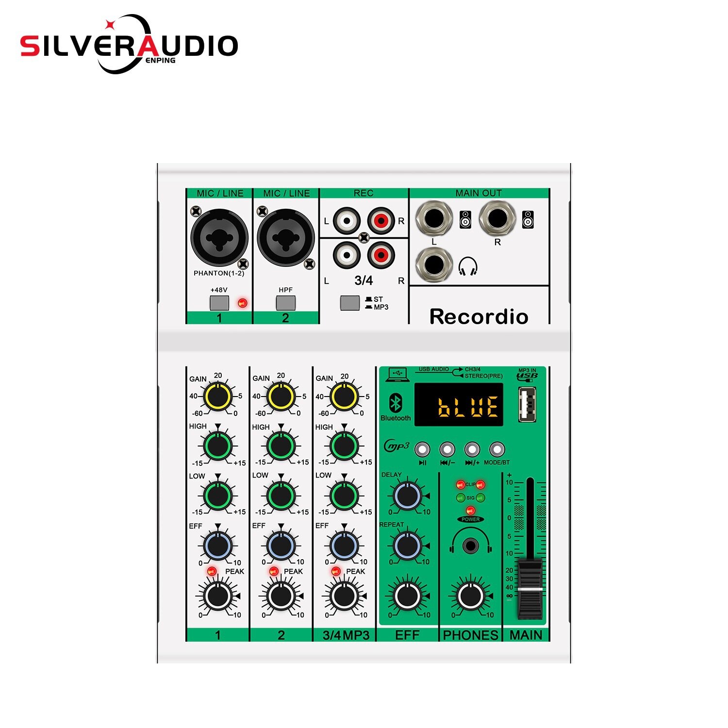 Цифровой аудиомикшер "GAX-A4", с звуковой картой, аналоговый, кроссфейдер