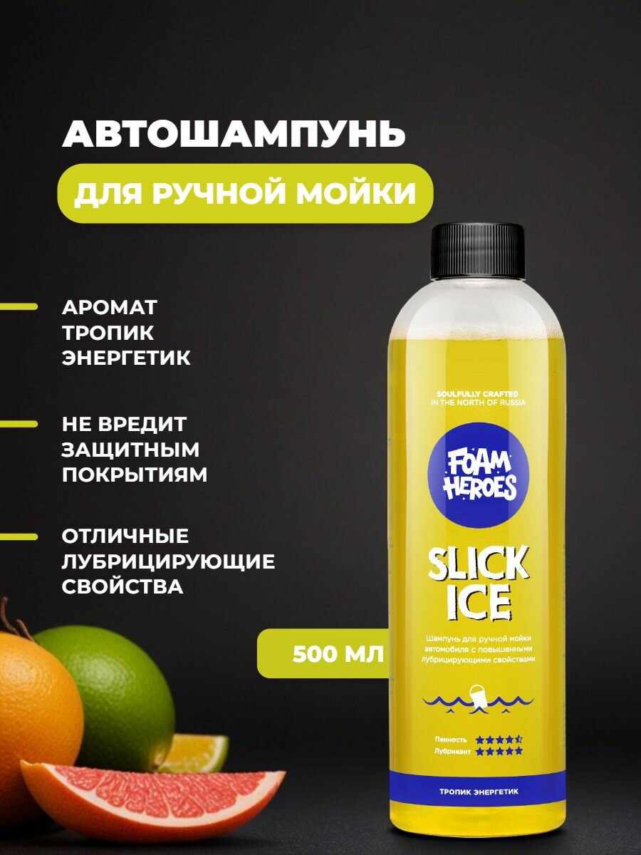 Автошампунь Slick Ice Zippy для ручной мойки, 500 мл