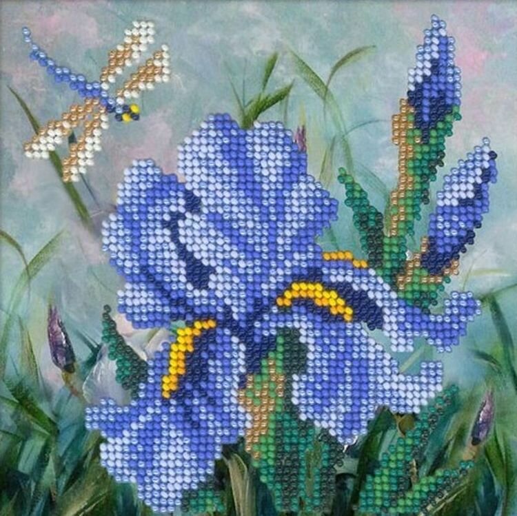 Набор для вышивания бисером Русская искусница "Ирис" 14х14 см, Цветы