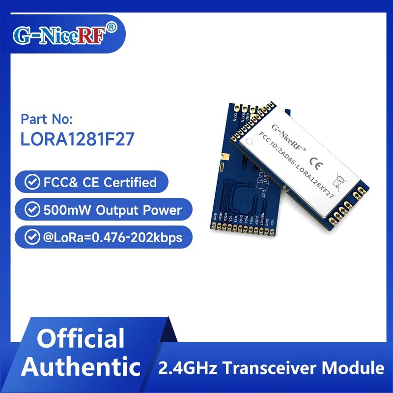 G-NiceRF | 2 шт. LORA1281F27 SX1281 500 мВт CE-RED и FCC ID сертифицированный модуль LoRa 2,4 ГГц