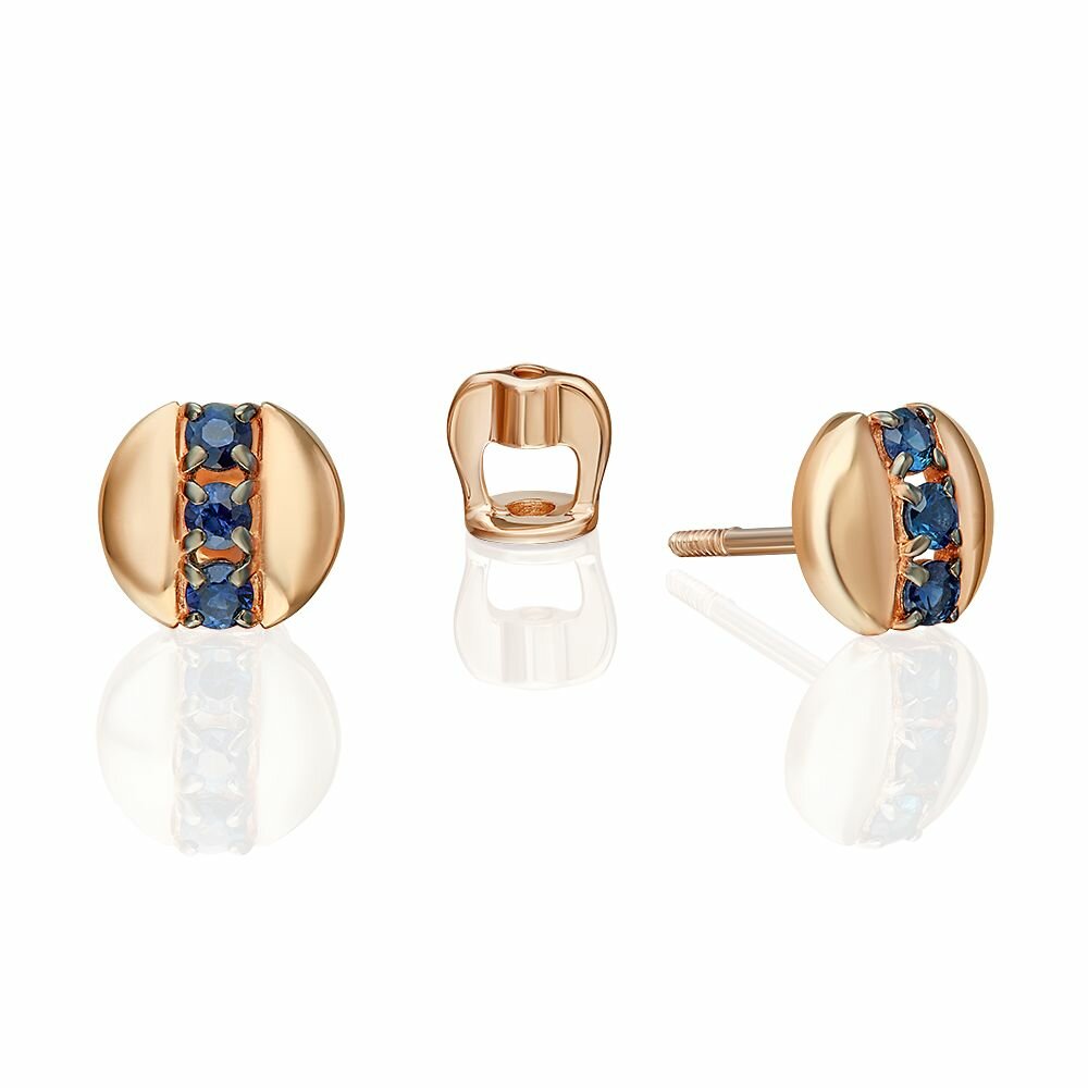 Моносерьга, красное золото, 585 проба, сапфир