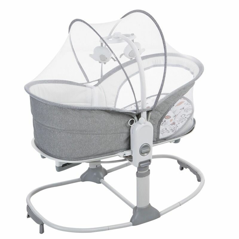 Электрические качели для новорожденных, детский стульчик для сна, интеллектуальное многофункциональное кресло-качалка шесть в одном , серого цвета.
