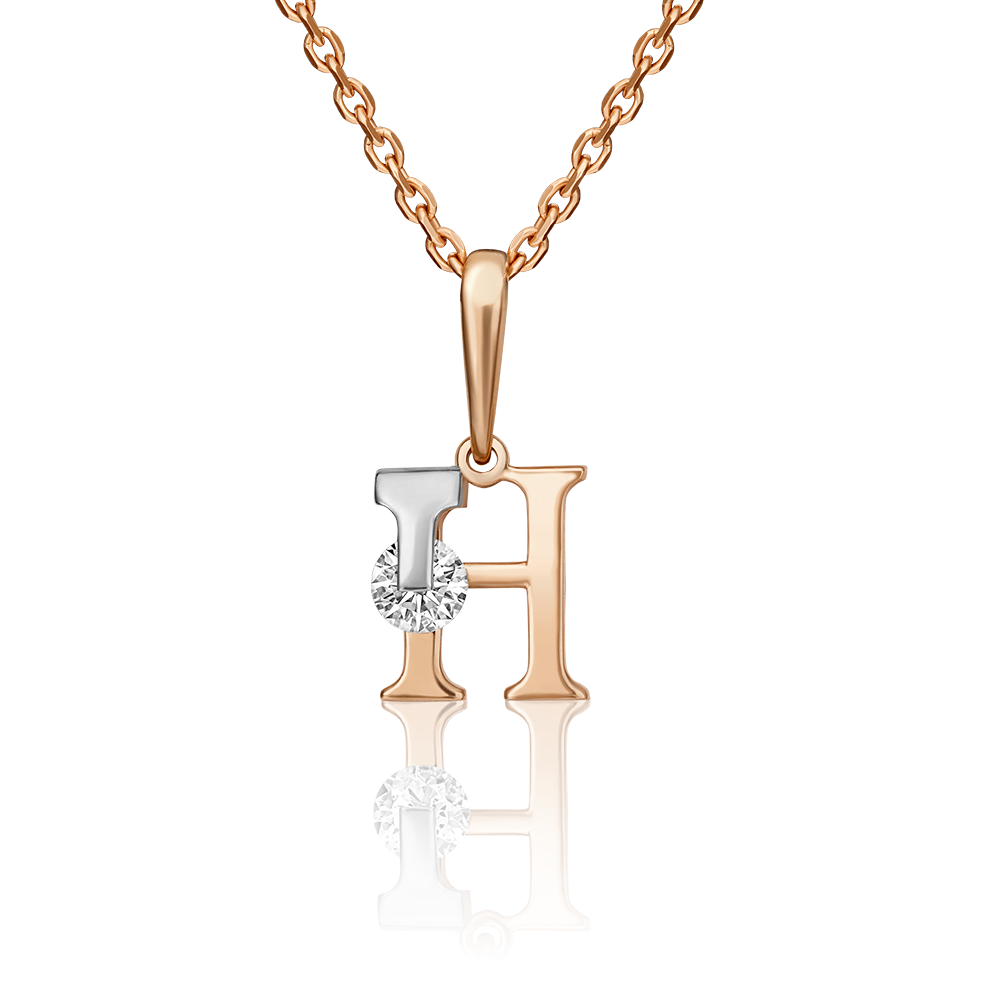 Подвеска, золото, 585 проба, фианит