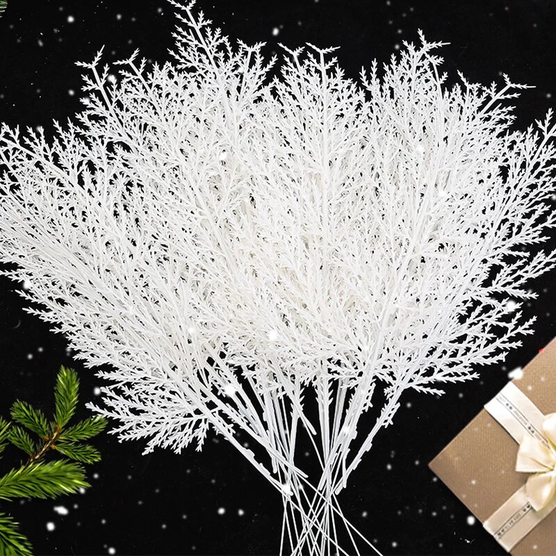 Искусственные белые сосновые ветки для венка, 60 шт. 10PCS