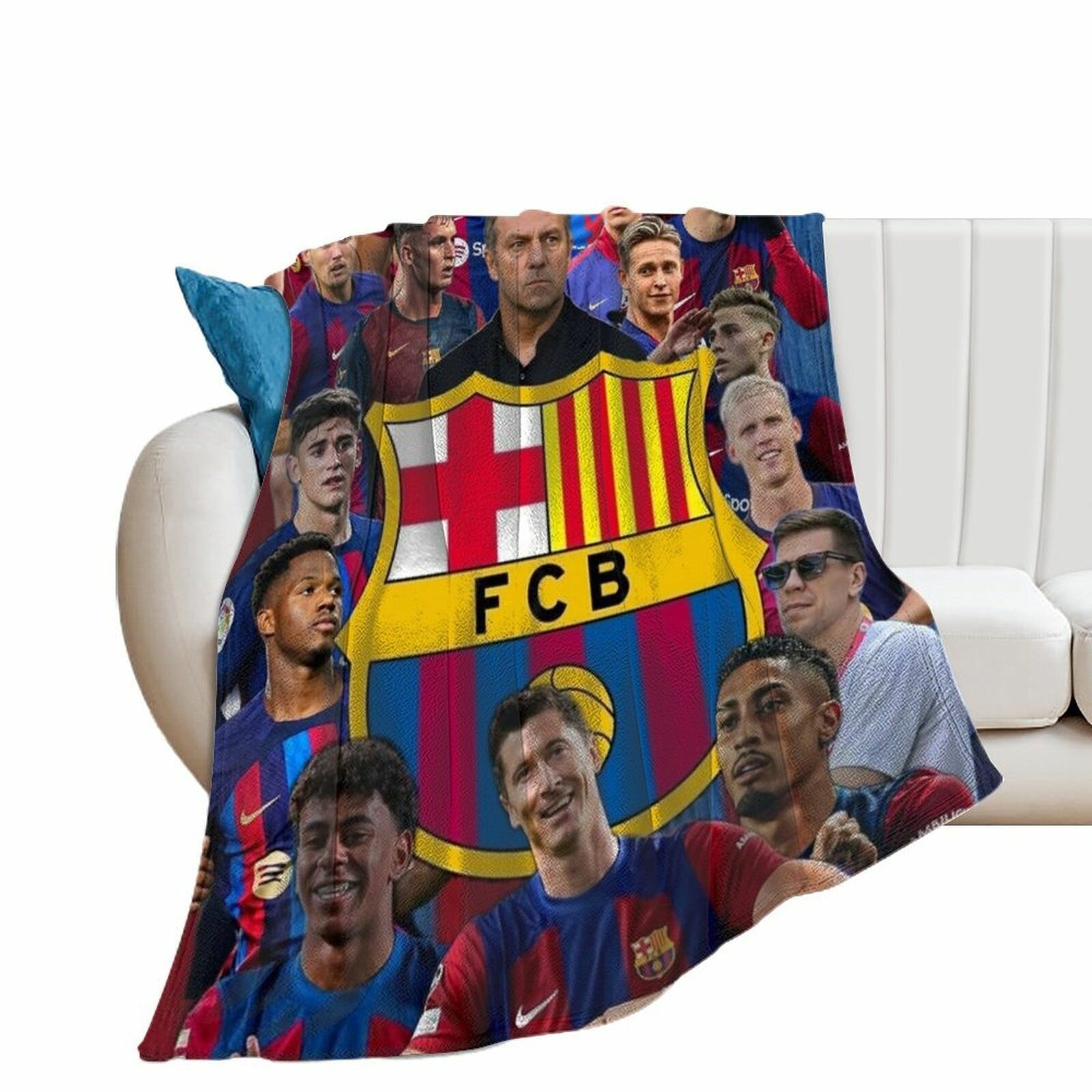 FC Barcelona 150х200 см, Плед (покрывало) 1,5 мягкий, на кровать, кресло для домашнего уюта и пикника Одеяло
