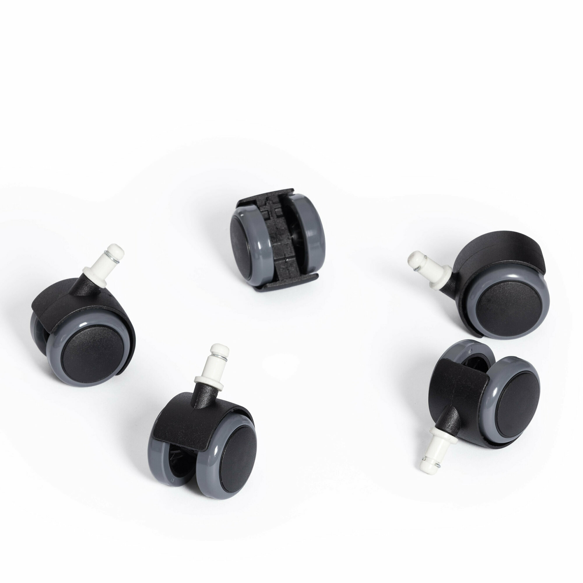 Набор роликов для металл крестовины TetChair, бесшумные, ПУ для паркета/ламината, 5 штук, D11, черный