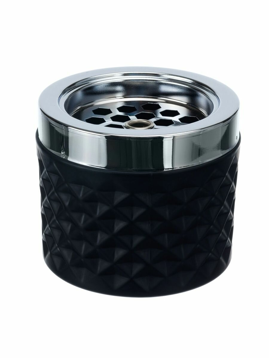 Пепельница с крышкой для дома из стекла и стали S.QUIRE B860H-Black