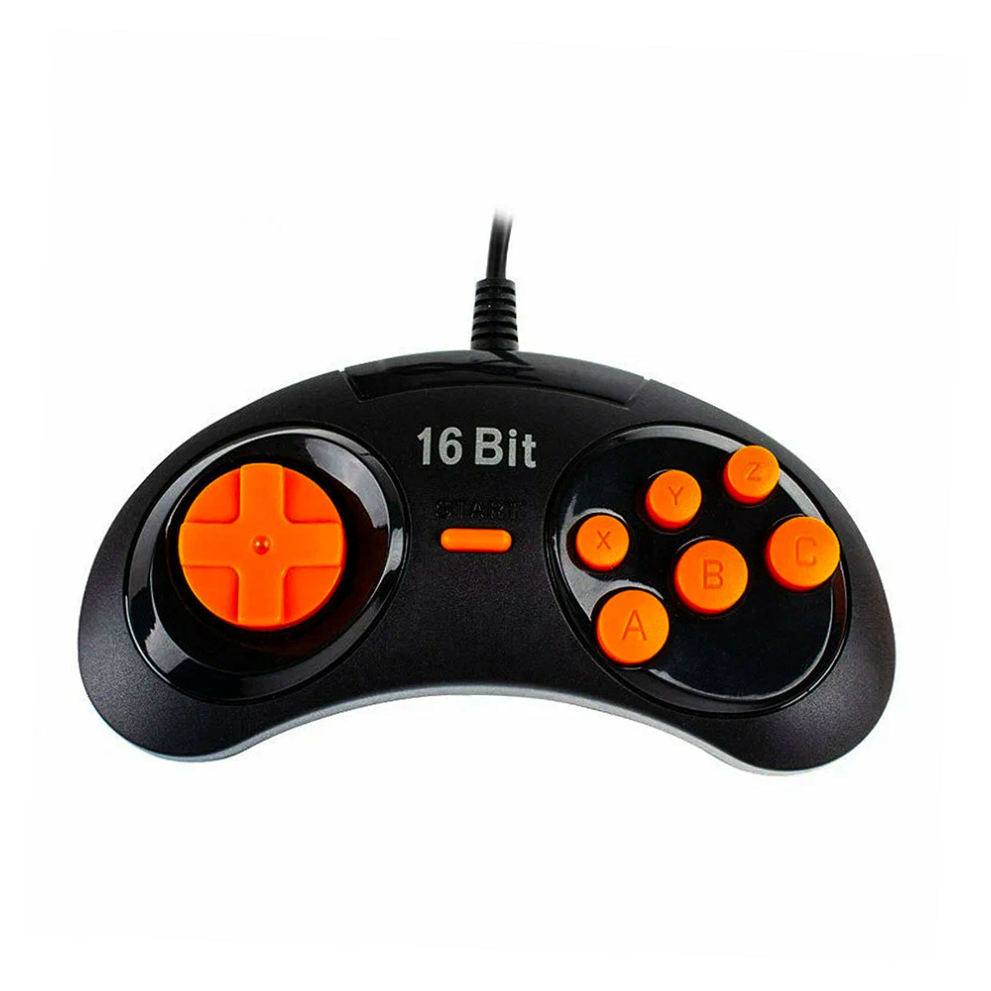 Джойстик DVTech, 16-bit, с оранжевыми кнопками, матовый, черный