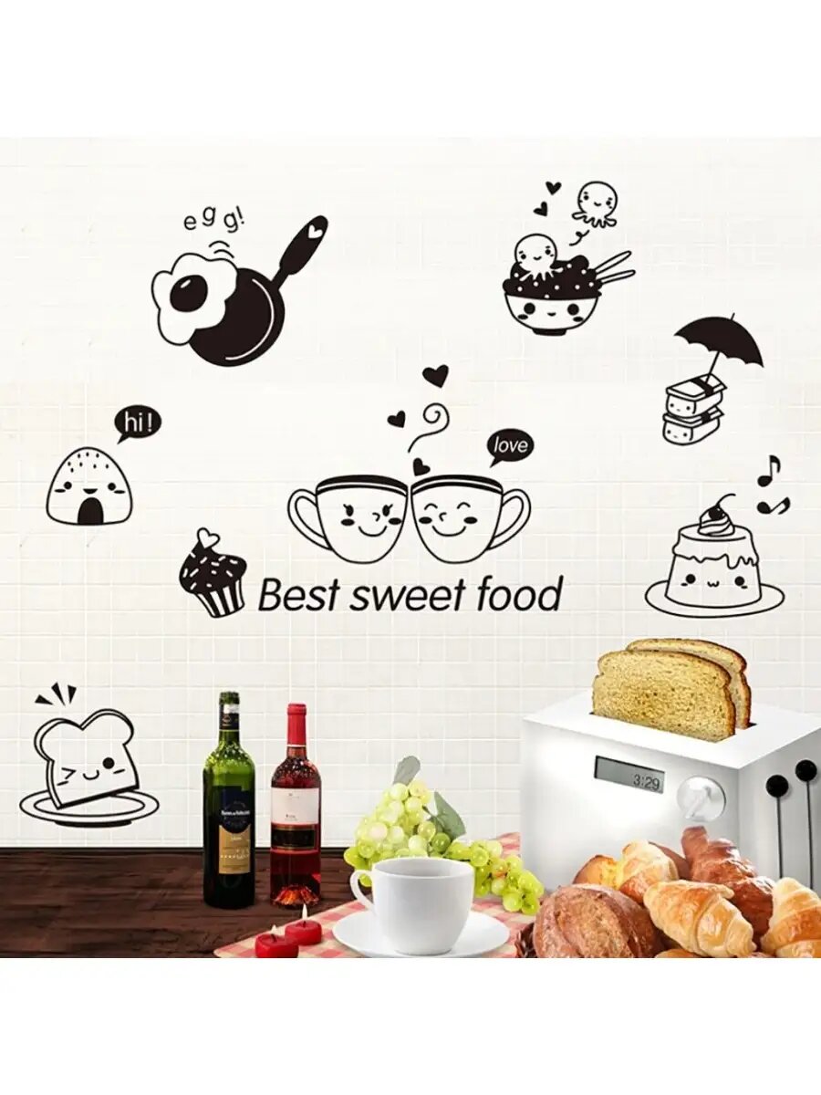 Наклейка на стену для декора интерьерная Best sweet food