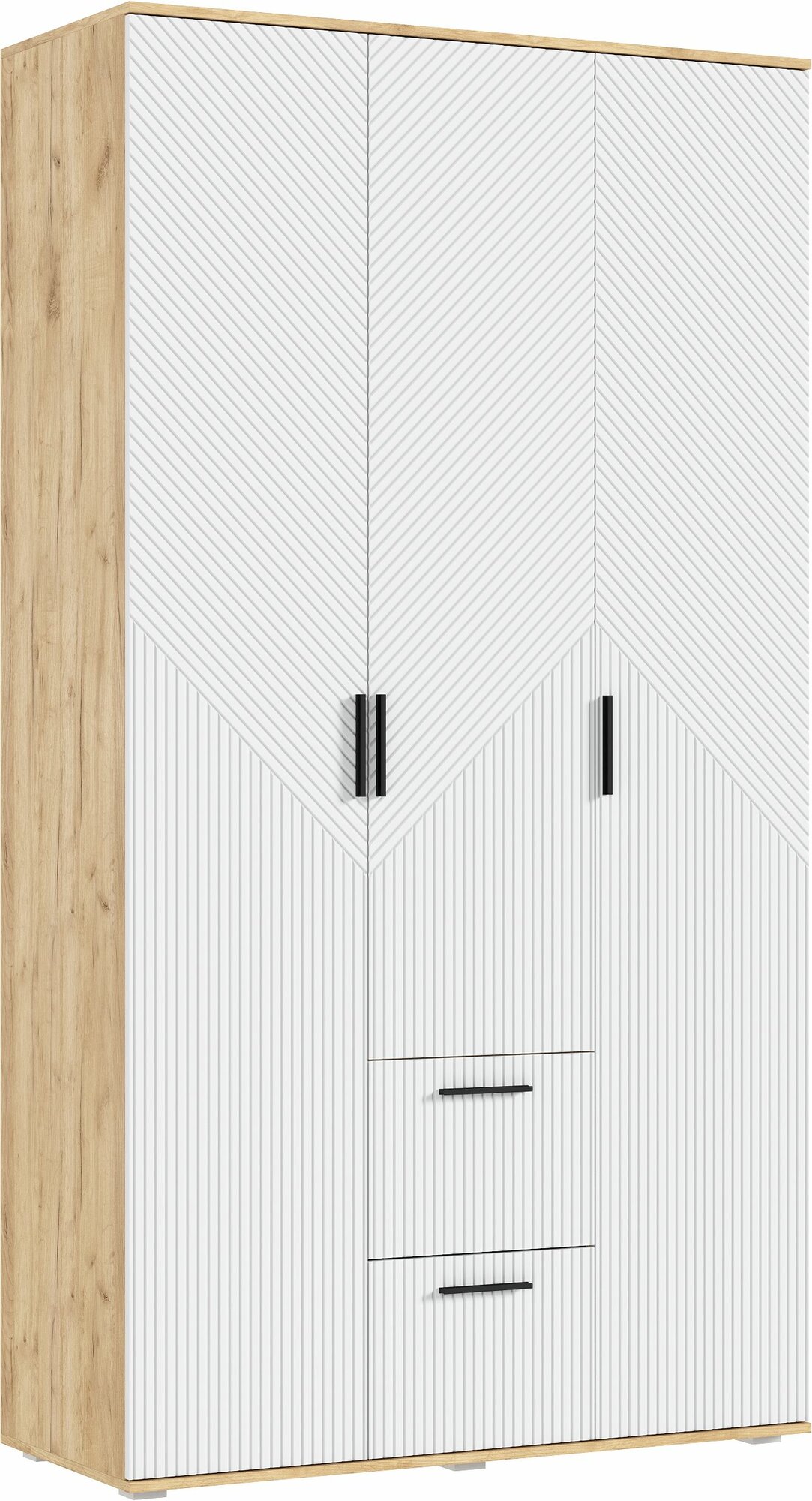 Шкаф Сильвия 3-ств. 1200х2236х510 (Браш Лайт Грей, Дуб Крафт) МИФ